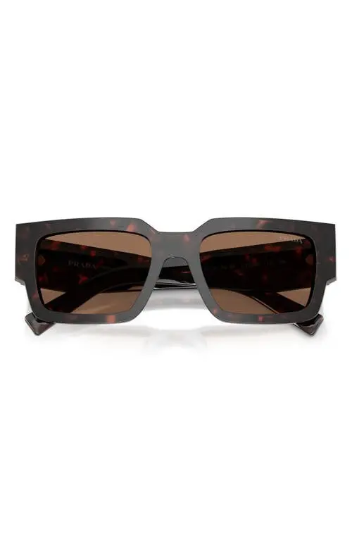 Prada 55mm Rectangular Sunglasses - Root Tortoise/dark Brown