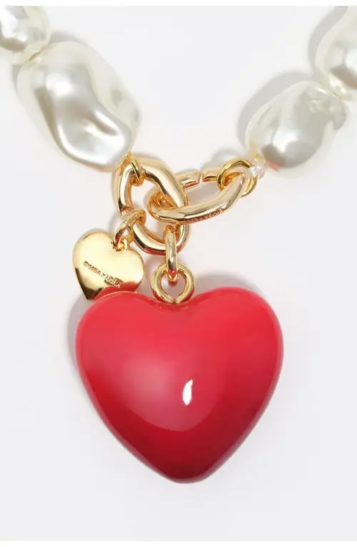 Bimba Y Lola Irregular Pearl Heart Necklace