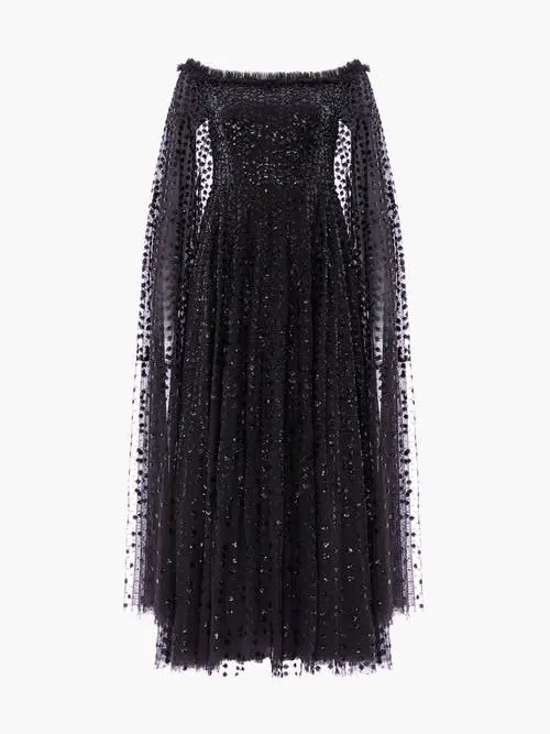NEEDLE & THREAD Raindrop Cape Ankle Gown - Graphite