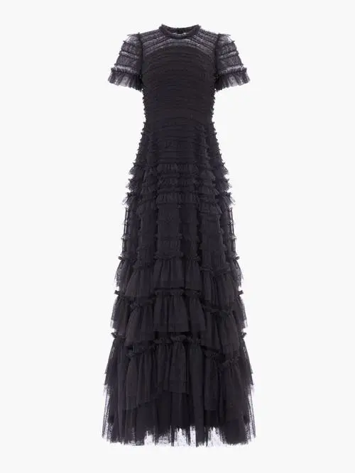 NEEDLE & THREAD Valentine Ruffle Maxi Dress - Graphite