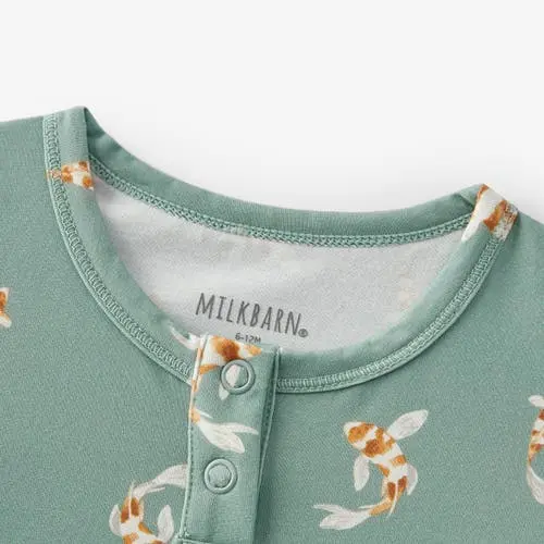MILKBARN Cotton Stretch Shortall - Swimming Koi