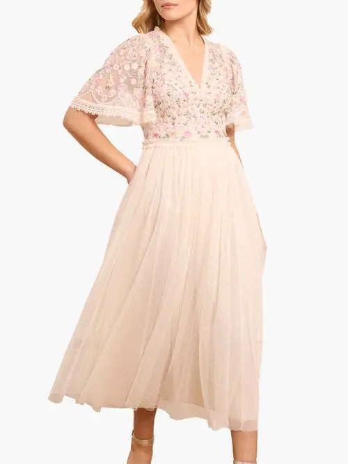 NEEDLE & THREAD Rosie Lace Bodice V-neck Ballerina Gown