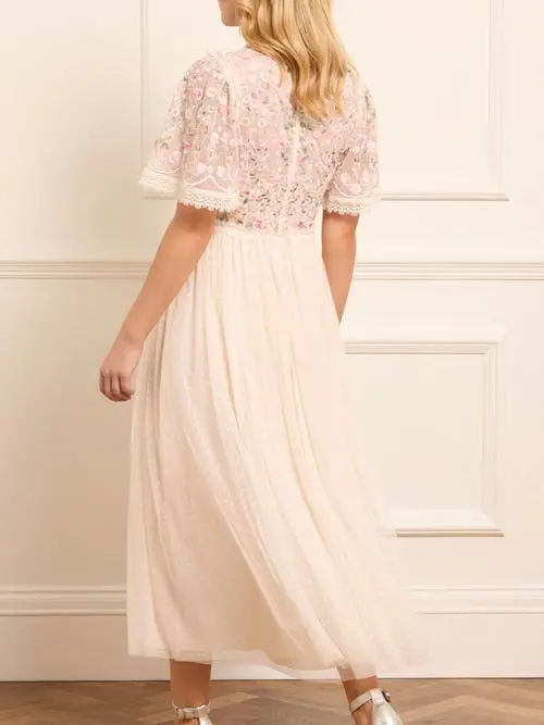 NEEDLE & THREAD Rosie Lace Bodice V-neck Ballerina Gown