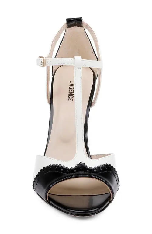 L'Agence Radha T-strap Sandal - Black/white