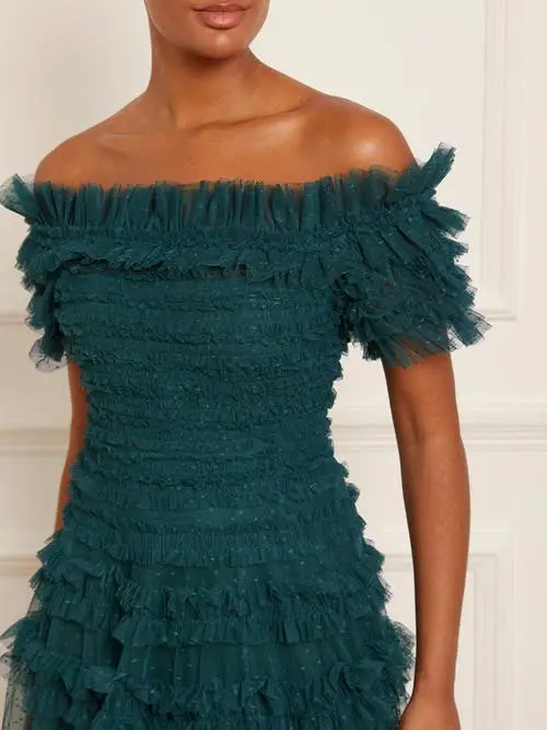 NEEDLE & THREAD Lisette Ruffle Off Shoulder Gown