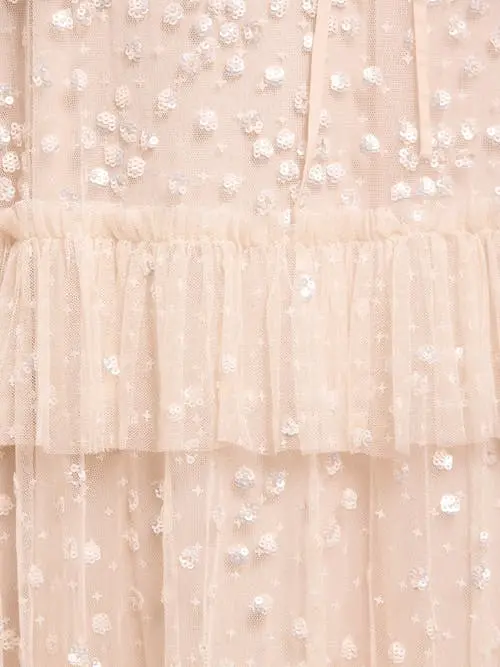 NEEDLE & THREAD Leila Dot Tiered Cape Ankle Gown