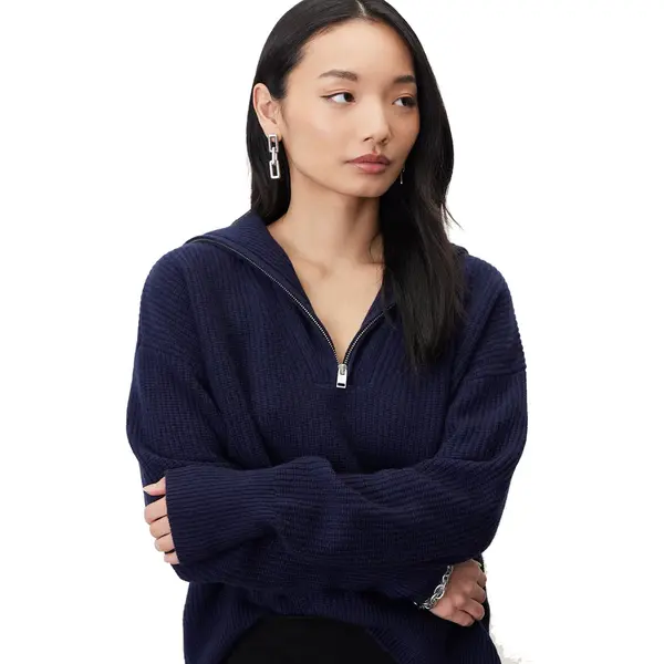 ITALIC Cashmere Quarter Zip Pullover - Blue
