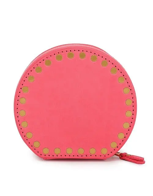 OLD TREND Round Leather Travel Jewelry Box - Pink
