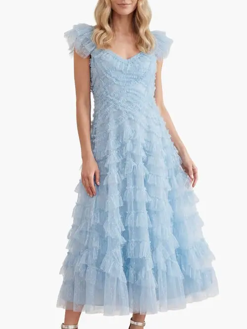 NEEDLE & THREAD Lola Backless Ballerina Gown - Aqua