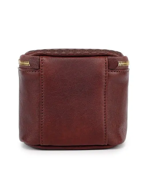 OLD TREND Celosia Genuine Leather Cube Jewelry Case - Brown