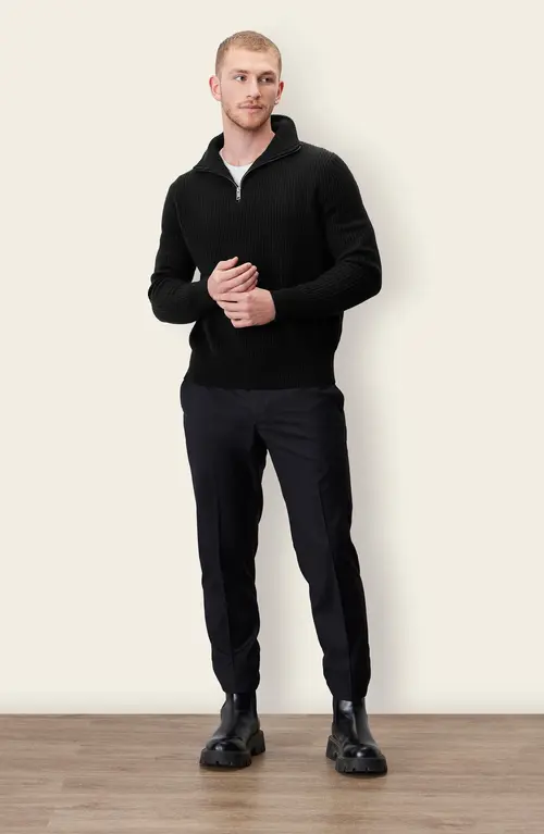 ITALIC Shane Cashmere Quarter Zip Pullover - Black