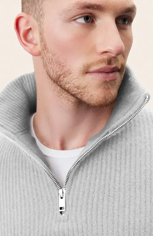 ITALIC Shane Cashmere Quarter Zip Pullover - Pebble Grey