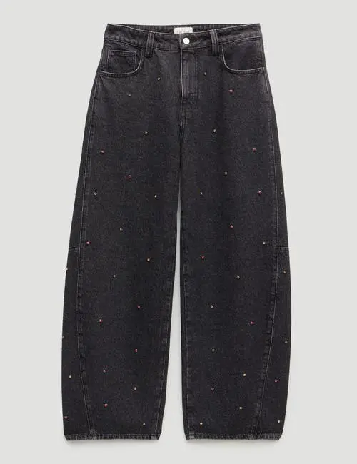 HUSH Embellished Barrel Leg Jeans