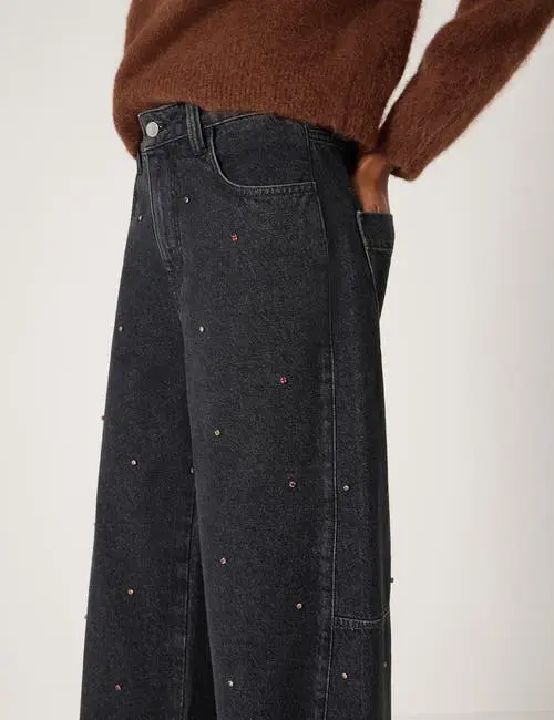 HUSH Embellished Barrel Leg Jeans