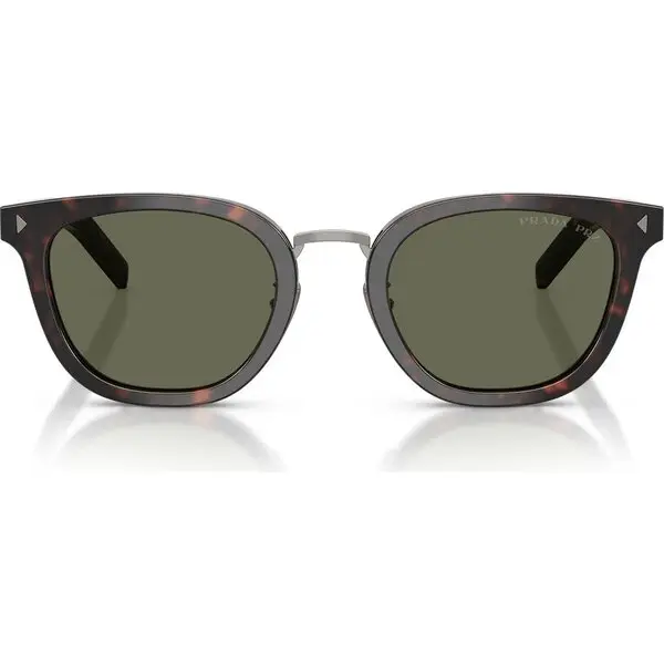 Prada 49mm Polarized Cat Eye Sunglasses - Root Havana/green Polar