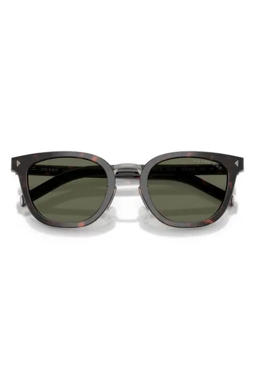 Prada 49mm Polarized Cat Eye Sunglasses - Root Havana/green Polar