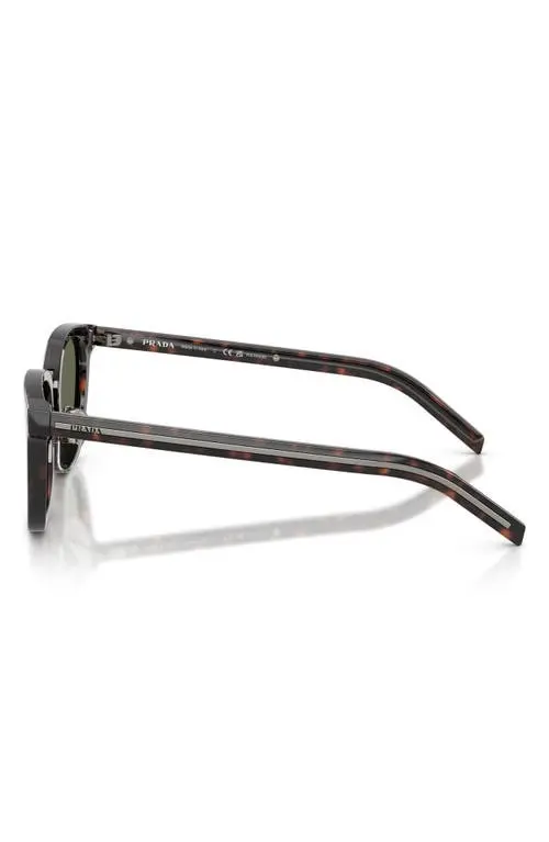 Prada 49mm Polarized Cat Eye Sunglasses - Root Havana/green Polar