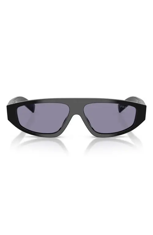 Prada 57mm Irregular Sunglasses - Black/violet Mirror Silver