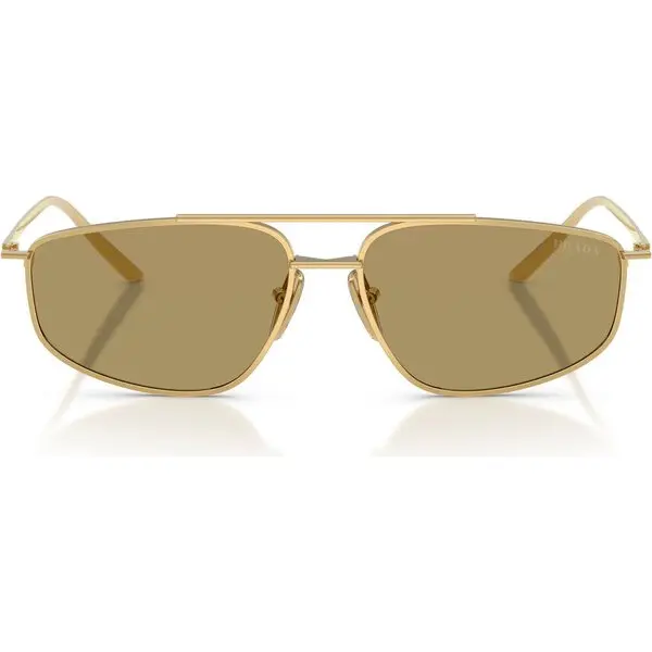 Prada 58mm Pillow Sunglasses - Gold/green Olive