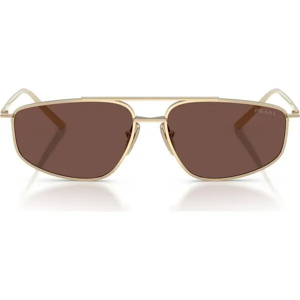 Prada 58mm Pillow Sunglasses - Pale Gold/black Chocolate