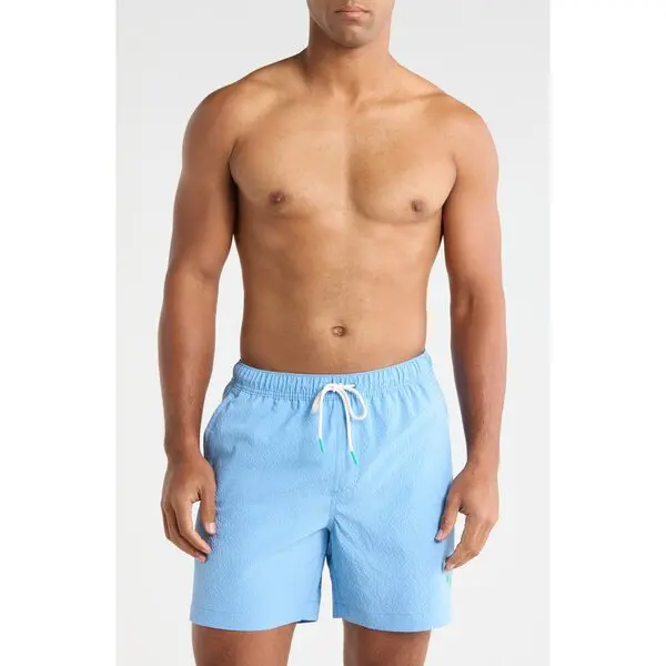 Tommy Bahama Naples Surf Seersucker Volley Swim Trunks - Big Sky Blue