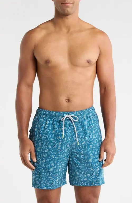 Tommy Bahama Naples Night Schooled Fish Print Swim Trunks - King Fish