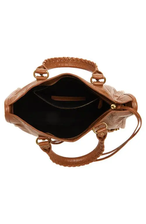 Balenciaga Le City Crinkle Leather Satchel - 2630 Camel