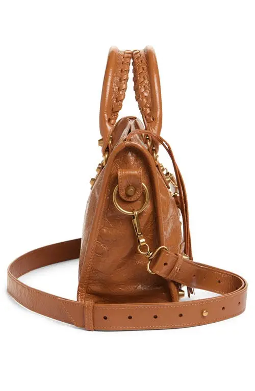 Balenciaga Le City Crinkle Leather Satchel - 2630 Camel