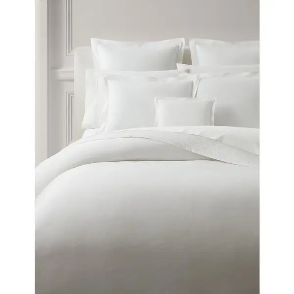 Ralph Lauren Spencer Border Sateen Duvet Cover - White And White