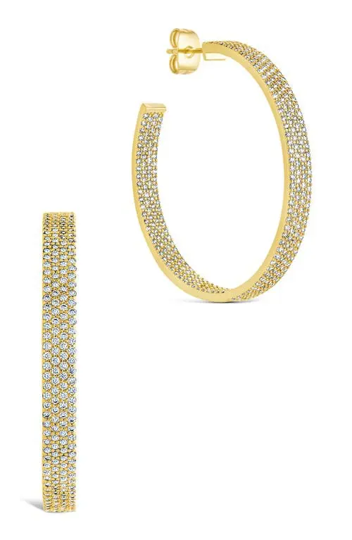 Sterling Forever Cubic Zirconia Inside Out Hoop Earrings - Gold
