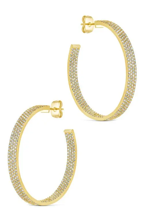 Sterling Forever Cubic Zirconia Inside Out Hoop Earrings - Gold