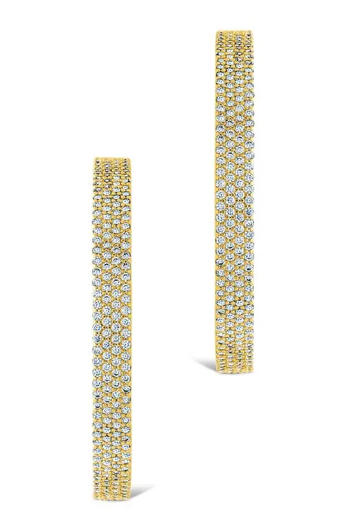 Sterling Forever Cubic Zirconia Inside Out Hoop Earrings - Gold