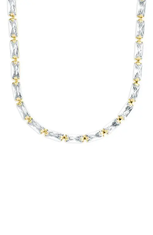 Sterling Forever Modernist Baguette Tennis Necklace - Gold