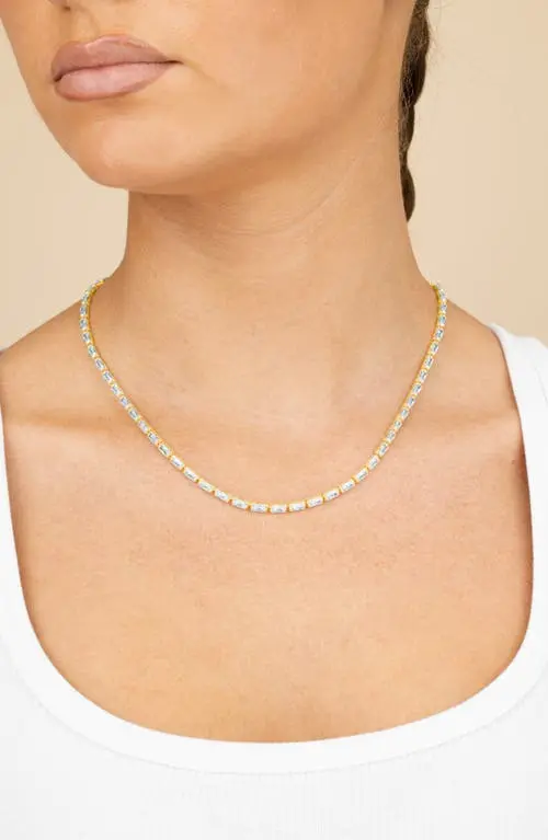 Sterling Forever Modernist Baguette Tennis Necklace - Gold