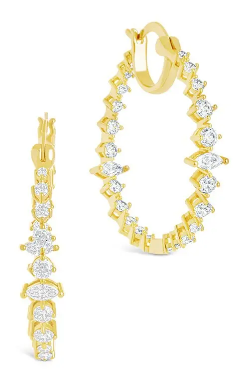 Sterling Forever Aaliyah Cubic Zirconia Hoop Earrings - Gold