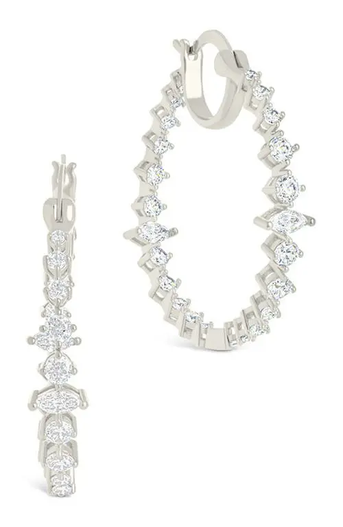 Sterling Forever Aaliyah Cubic Zirconia Hoop Earrings - Silver