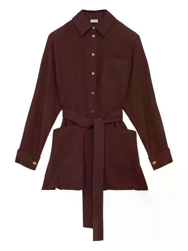 Loewe Belted Silk Blouse - Red
