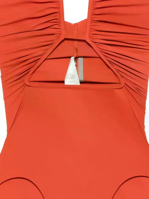 Rick Owens Halterneck Ruched One Piece - Orange