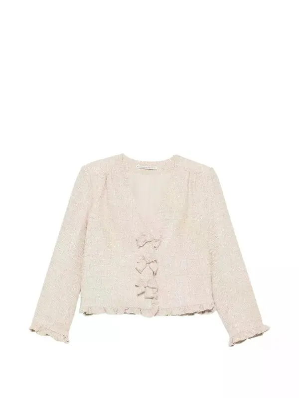 Alessandra Rich Bow-embellished Sequined Jacket - Neutrals