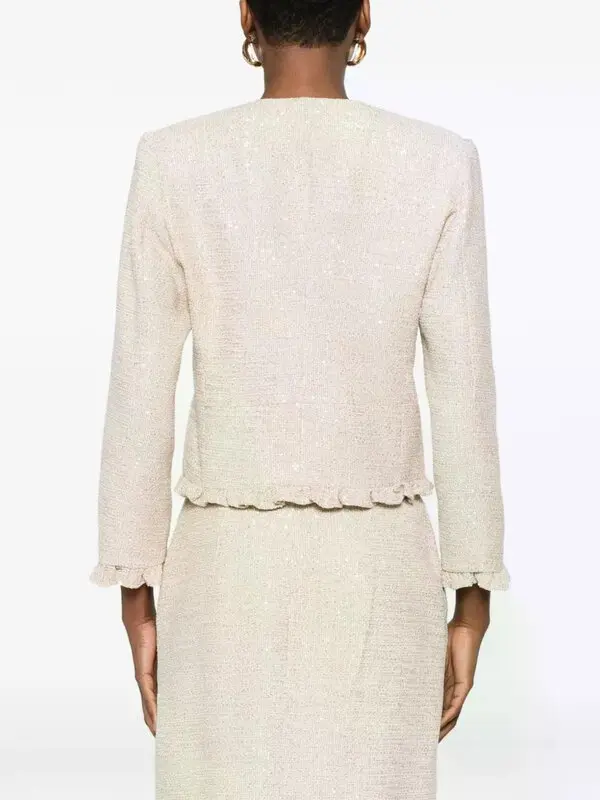 Alessandra Rich Bow-embellished Sequined Jacket - Neutrals