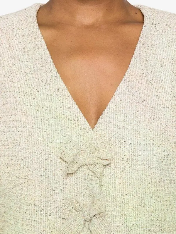 Alessandra Rich Bow-embellished Sequined Jacket - Neutrals