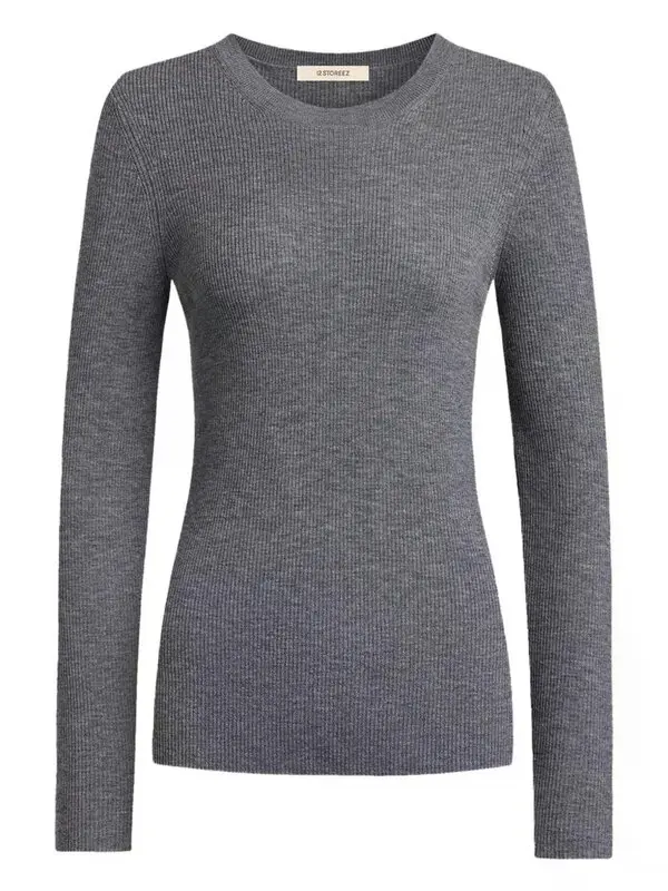 12 STOREEZ Ribbed Knit Merino Sweater