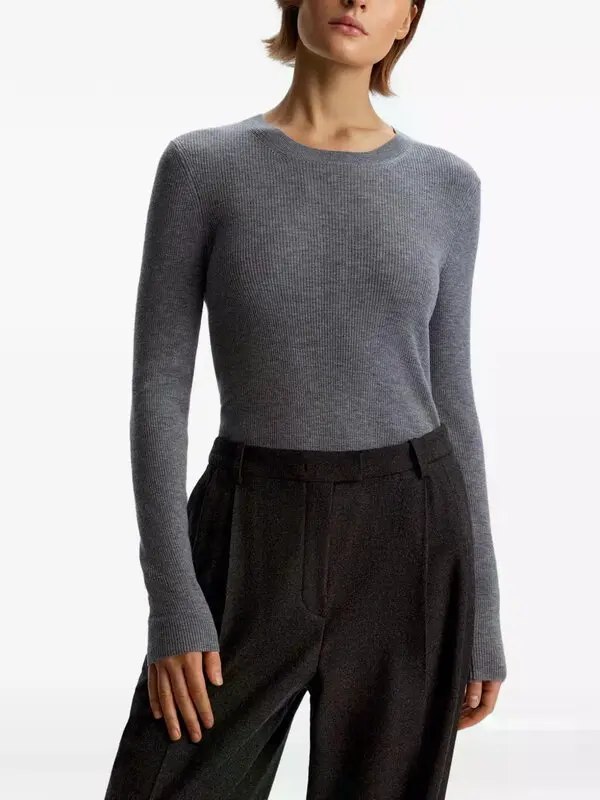 12 STOREEZ Ribbed Knit Merino Sweater