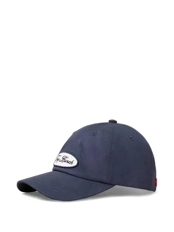 Tory Burch Baseball Cap With Logo Patch And Embroidered Detail - Blue