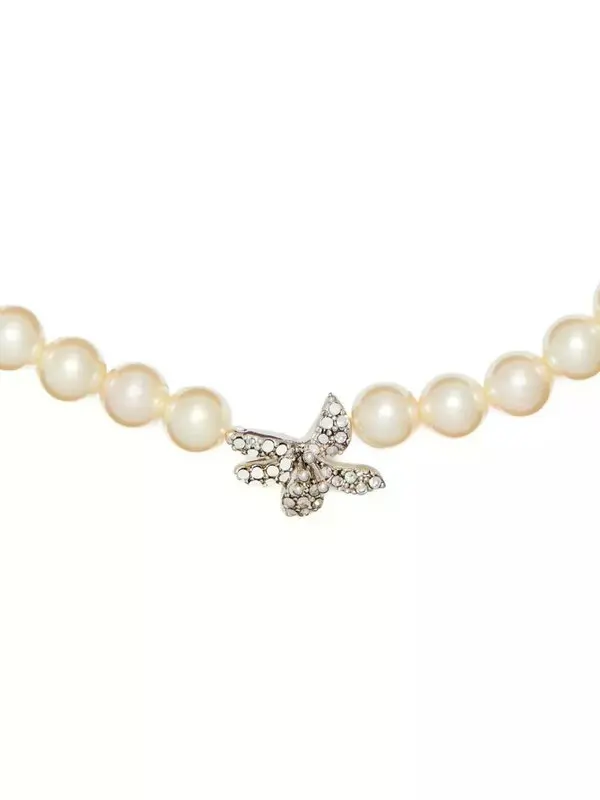 Tory Burch Moondance Pavé Flower Pearl Necklace