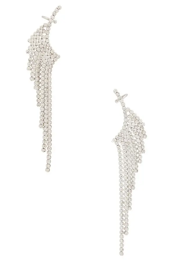 Rabanne Fringe Earrings - Silver Crystal