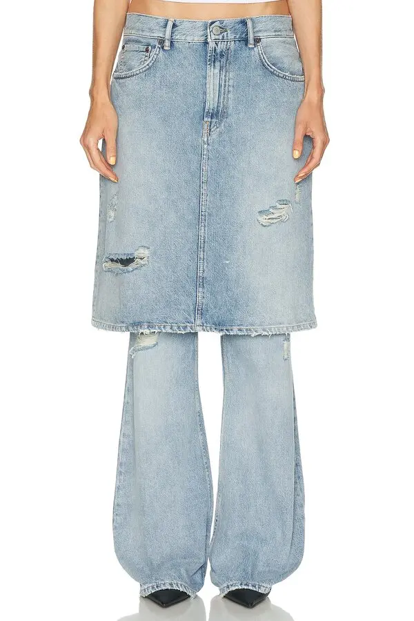 Acne Studios Wide Leg Denim Pant - Light Blue