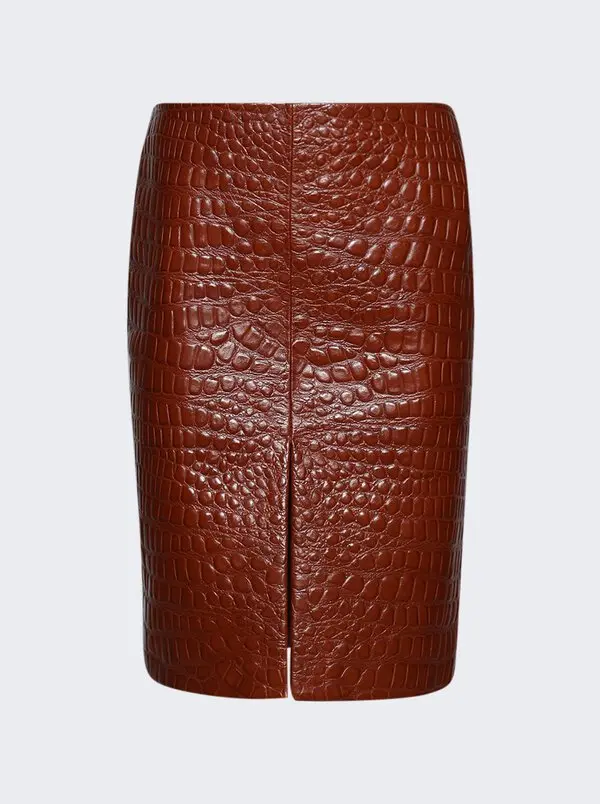 Saint Laurent Mini Leather Skirt - Brown