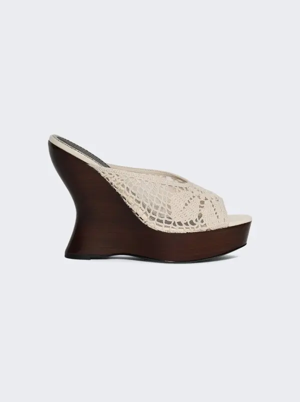 Magda Butrym Wedge Crochet Sandals - White