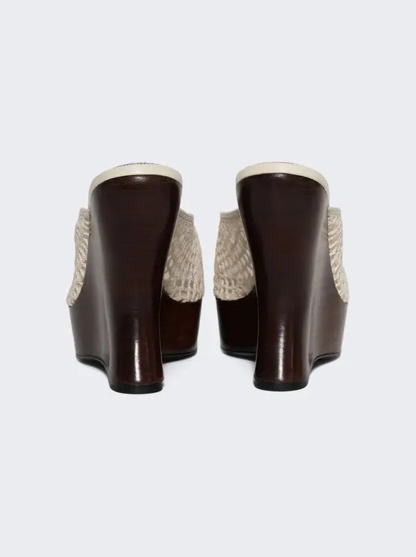 Magda Butrym Wedge Crochet Sandals Cream - White
